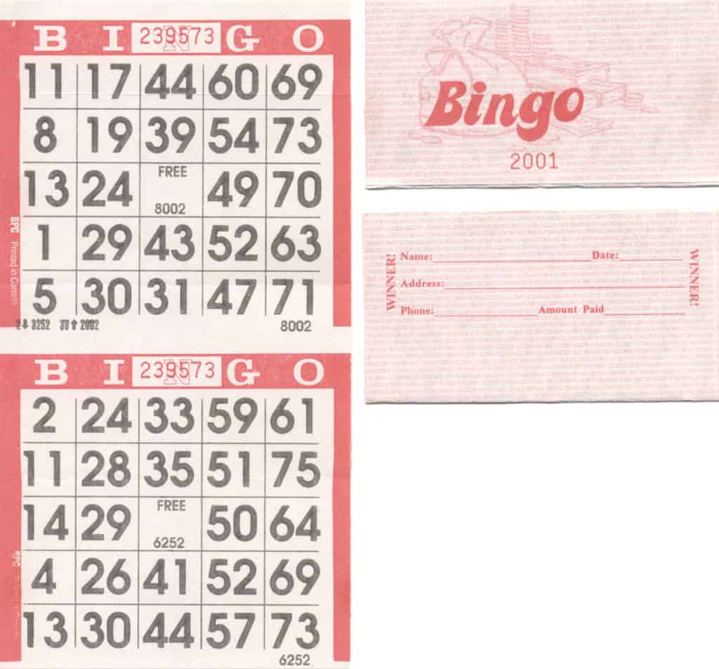 Bonanza bingo card 2 up - Canuck Amusements & Merchandising Ltd.