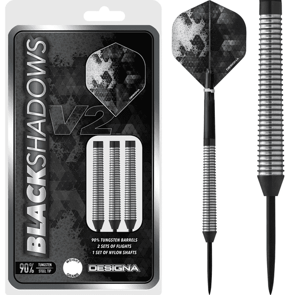 Designa Black Shadow V2 Darts - Steel Tip - M4 - 22g - Canuck ...
