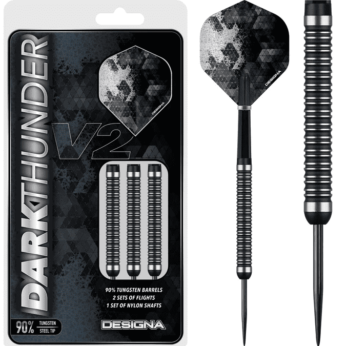Designa Dark Thunder V2 Darts - Steel Tip - Black - 30g - Canuck ...
